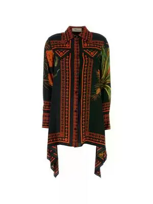 Blumarine Printed Mini Shirt Dress - Black