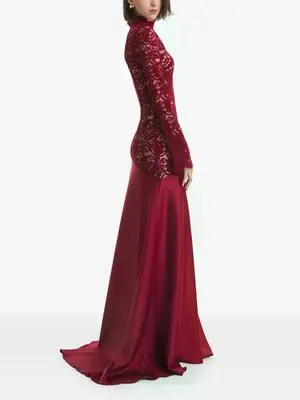 2310 STUDIO Lace Long-sleeve Maxi Dress - Red