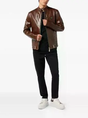 Philipp Plein Zip-fastening Leather Jacket - Brown