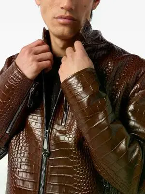 Philipp Plein Zip-fastening Leather Jacket - Brown