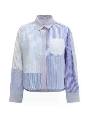 E.L.V. DENIM Emilie Striped Pocket Shirt - Blue