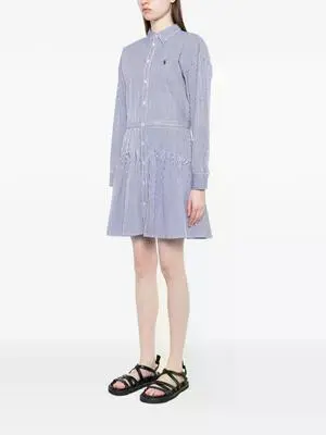 Polo Ralph Lauren Striped Ruffle Midi Shirt Dress - Blue