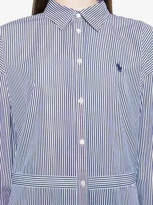 Polo Ralph Lauren Striped Ruffle Midi Shirt Dress - Blue