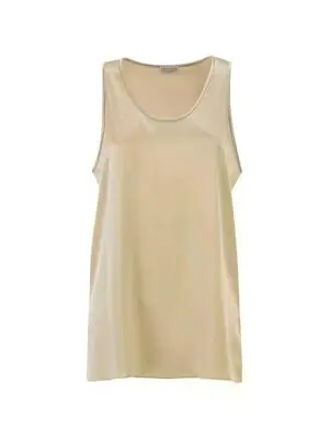 Brunello Cucinelli Satin Scoop-neck Top - Neutrals