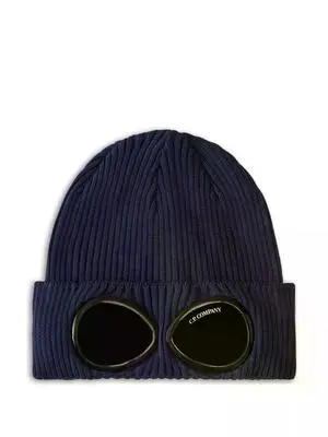C.P. COMPANY Goggle Ribbed Beanie - Blue