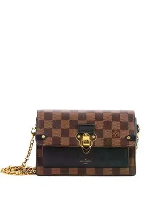 LOUIS VUITTON Vavin Chain Wallet Nm Damier With Leather Crossbody Bag - Brown