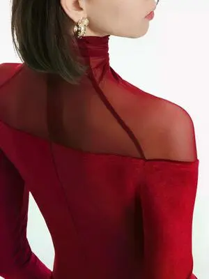 2310 STUDIO Mesh Velvet Bodysuit - Red