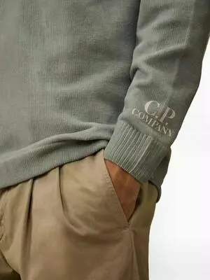 C.P. COMPANY Crew-neck Sweater With Stripe Detail - Grey