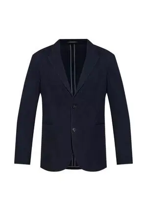 Emporio Armani Single-breasted Seersucker Blazer - Blue