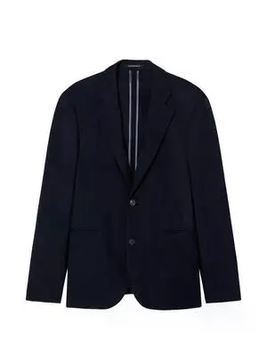 Emporio Armani Single-breasted Seersucker Blazer - Blue