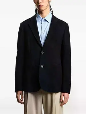 Emporio Armani Single-breasted Seersucker Blazer - Blue