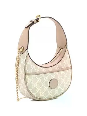 Gucci Interlocking G Patch Half Moon Gg Coated Canvas Mini Hobo Bag