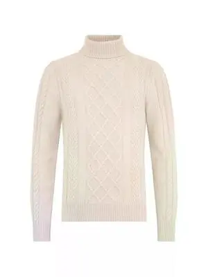 MOORER Cable-knit Turtleneck Sweater - Neutrals