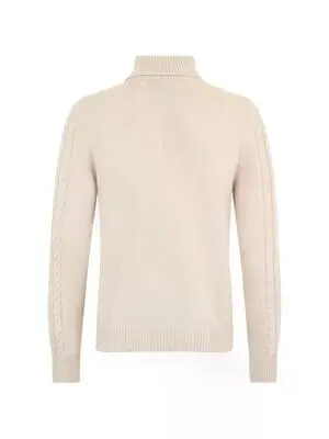 MOORER Cable-knit Turtleneck Sweater - Neutrals