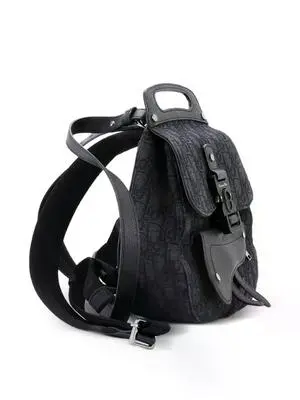 Dior Saddle Oblique Canvas Mini Backpack - Black