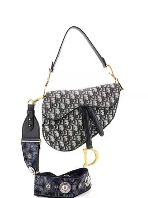 Dior Saddle Handbag With Strap Oblique Canvas Medium Shoulder Bag - Blue