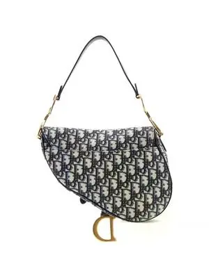 Dior Saddle Handbag With Strap Oblique Canvas Medium Shoulder Bag - Blue