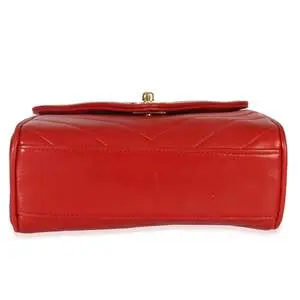 Chanel Vintage 24k Chevron Lambskin Cc Square Flap Bag