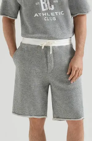 Brunello Cucinelli Cotton And Linen Mélange French Terry Bermuda Shorts With Logo - Grey
