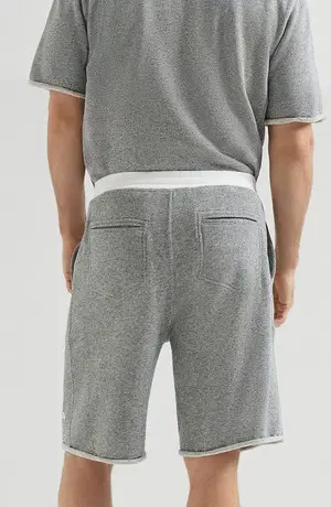 Brunello Cucinelli Cotton And Linen Mélange French Terry Bermuda Shorts With Logo - Grey