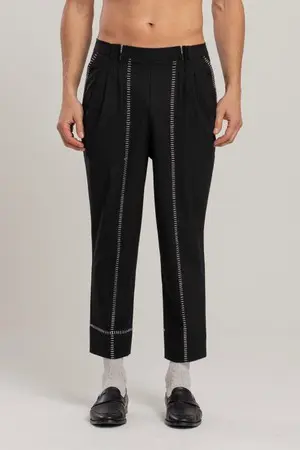 PCFG Daydreamers Striped Two Zipped Tailored Trousers - Grey