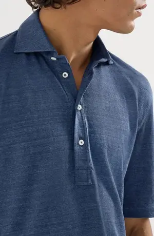 Brunello Cucinelli Jersey Polo Shirt - Denim