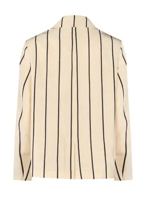 PCFG Silk & Linen Blend Striped Blazer