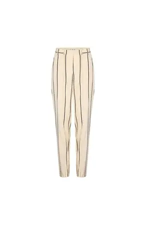PCFG Silk & Linen Blend Striped Two Zipped Pant - Grey