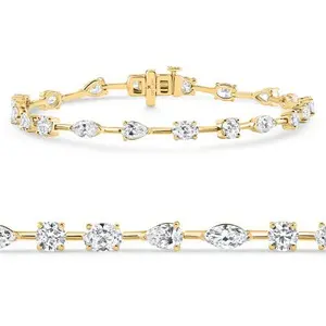 BLISS DIAMOND 5ct Mixed Cut Diamond Tennis Bracelet - 14k Yellow Gold