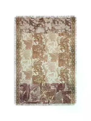 PIERRE-LOUIS MASCIA Aloeuw Printed Fringed Shawl Scarf - Brown