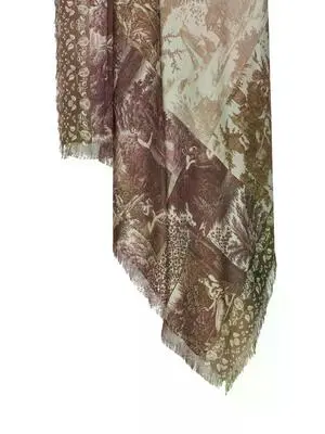 PIERRE-LOUIS MASCIA Aloeuw Printed Fringed Shawl Scarf - Brown