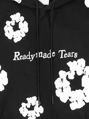 DENIM TEARS Wreath Motif-print Hooded Sweatshirt - Black
