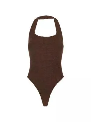 Hunza G Sandy Halterneck Swimsuit - Brown