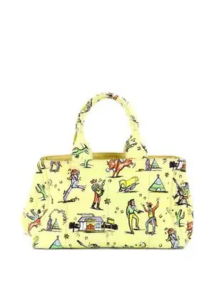 Prada Canapa Printed Canvas Large Tote Bag