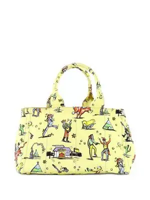 Prada Canapa Printed Canvas Large Tote Bag