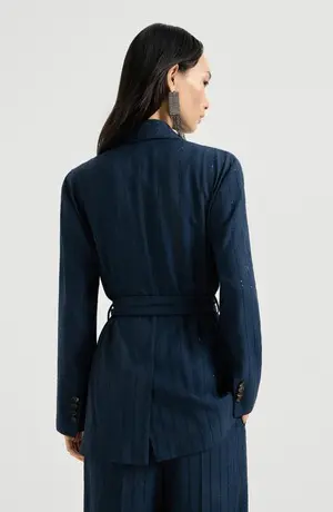 Brunello Cucinelli Striped Blazer With Belt