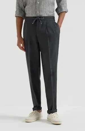 Brunello Cucinelli Trousers With Drawstring And Pleats - Anthracite