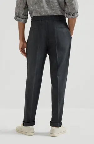 Brunello Cucinelli Trousers With Drawstring And Pleats - Anthracite