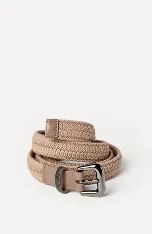 Brunello Cucinelli Braided Belt With Monili - Beige
