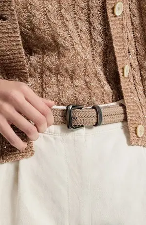 Brunello Cucinelli Braided Belt With Monili - Beige