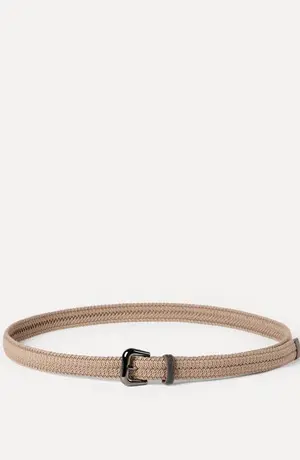 Brunello Cucinelli Braided Belt With Monili - Beige