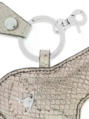 VIVIENNE WESTWOOD Orb-detail Leather Keyring - Neutrals