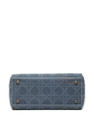 Dior 2020 Medium Canvas Cannage Lady D-lite Satchel - Blue