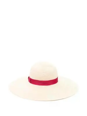 Borsalino Ribbon Detail Wide Brim Hat
