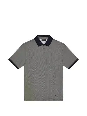 Emporio Armani Lyocell-blend Jersey Polo Shirt With All-over Micro-pattern Print