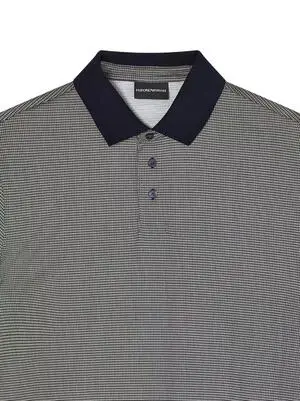Emporio Armani Lyocell-blend Jersey Polo Shirt With All-over Micro-pattern Print