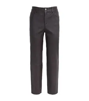 Theory Leather Cropped Straight Trousers