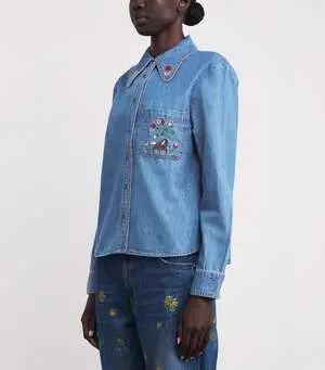 Rixo Denim Embroidered Edaline Sadie Shirt