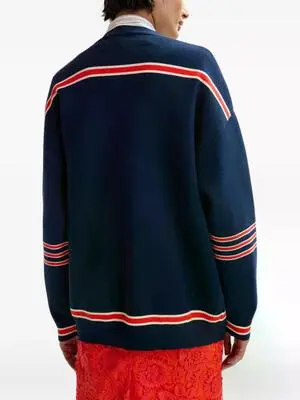 Essentiel Antwerp Striped Letter-appliqué Cardigan