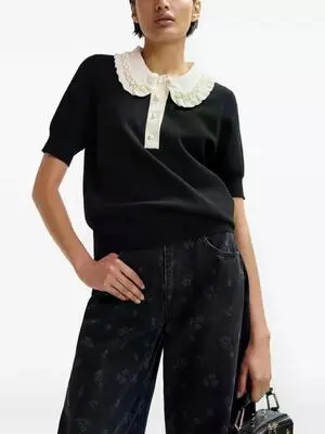 Essentiel Antwerp Jewelry Ruffled Beaded Polo Shirt